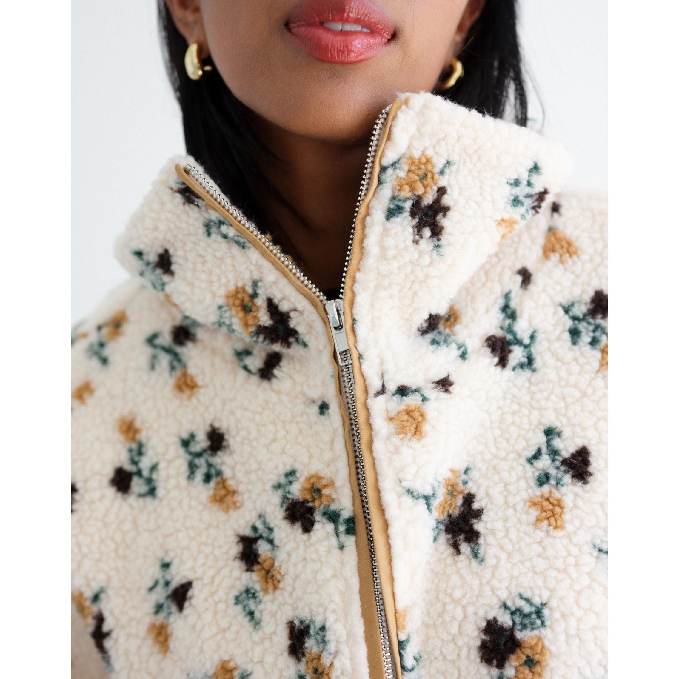 Brunette the Label All Over Floral Sherpa Jacket - Underground Clothing